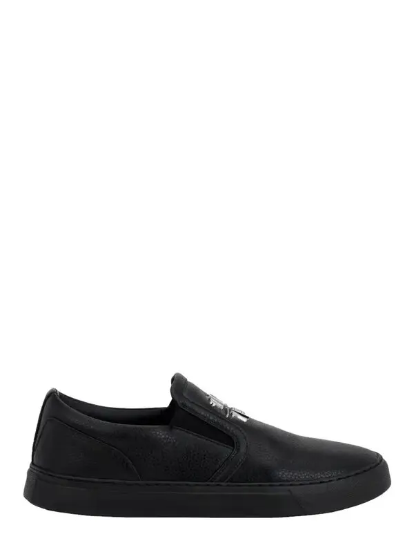 Philipp Plein Leather Slip-on Sneakers - Black