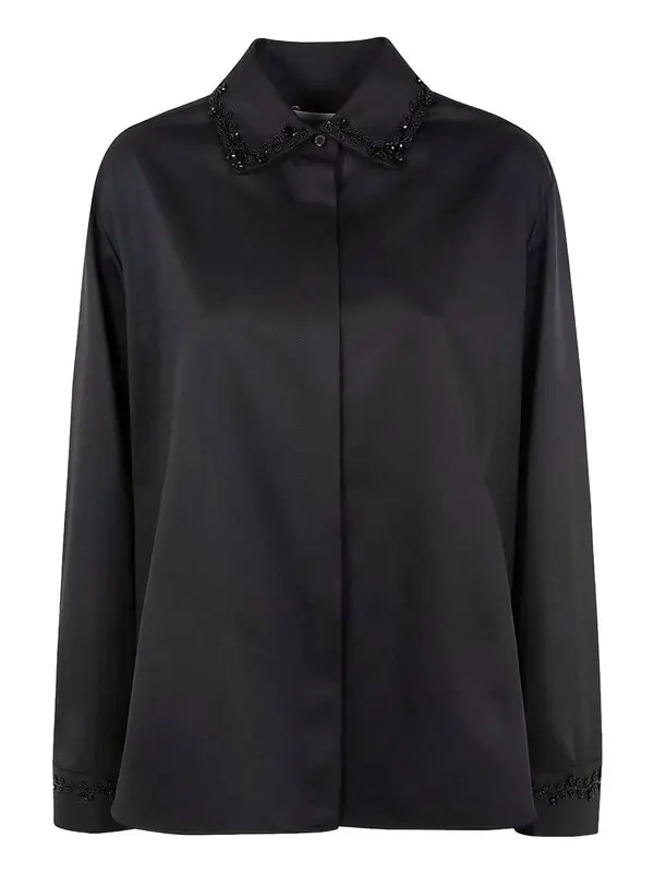 GOLDEN GOOSE Wool Shirt With Beaded Embellishments - Black