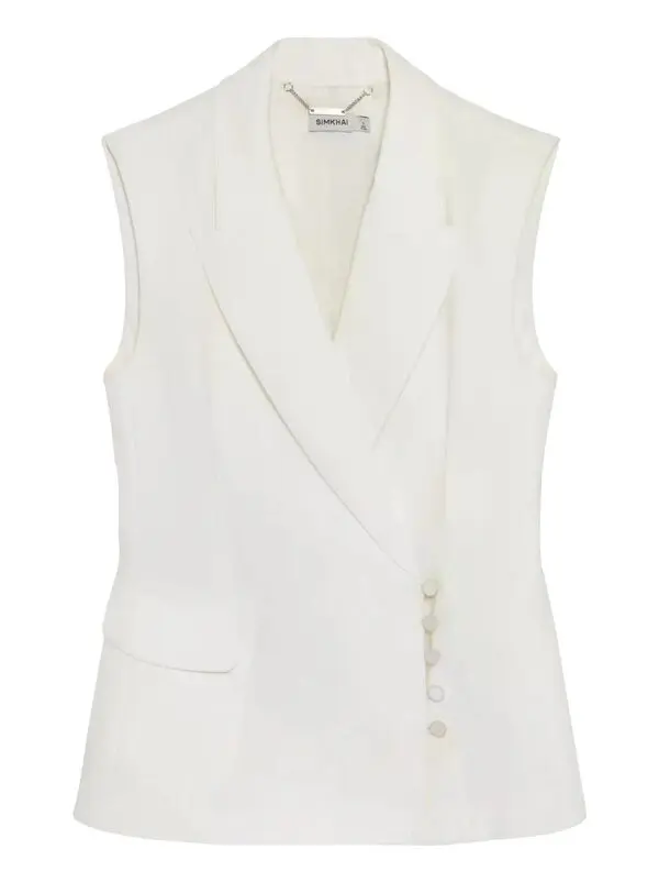Simkhai Valarie Crossover-front Blazer Vest - White