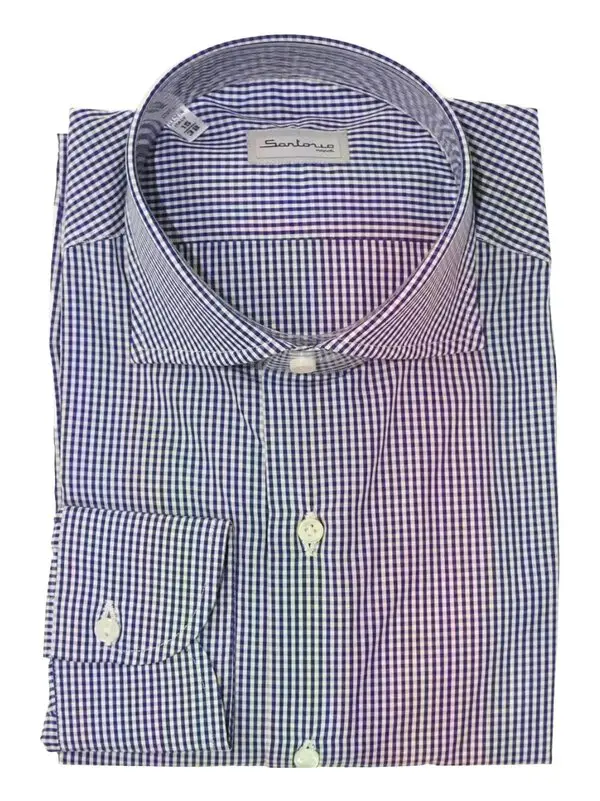SARTORIO NAPOLI Gingham-pattern Cotton Shirt - Blue