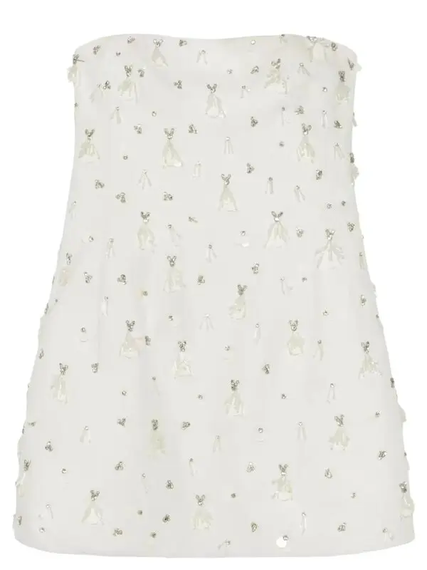Simkhai Yasmin Embellished Strapless Mini Dress - White