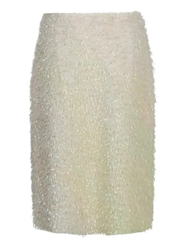Vince Knitted Fringe Midi Skirt - Neutrals