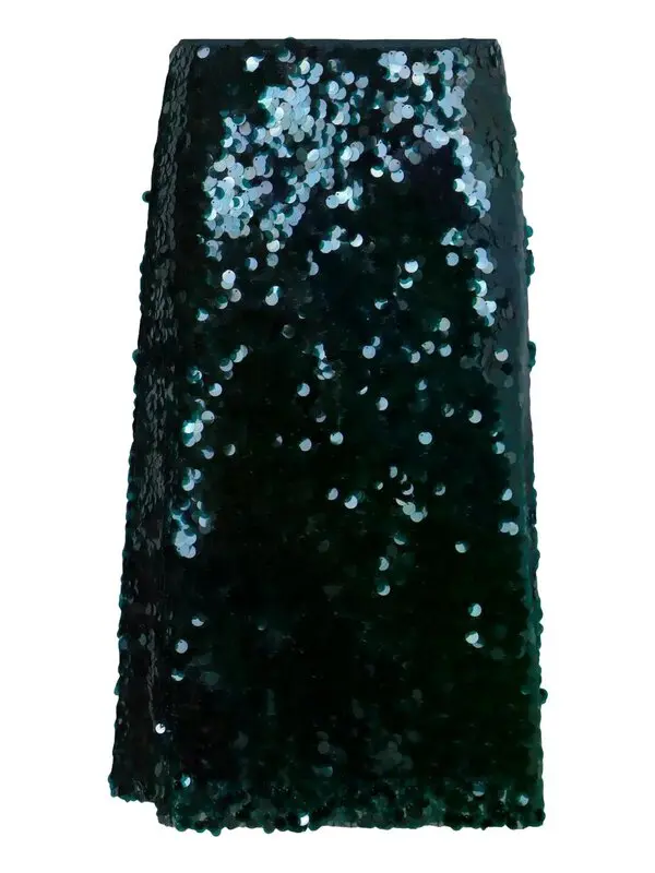 Vince Bias Sequin-embellished Midi Skirt - Green