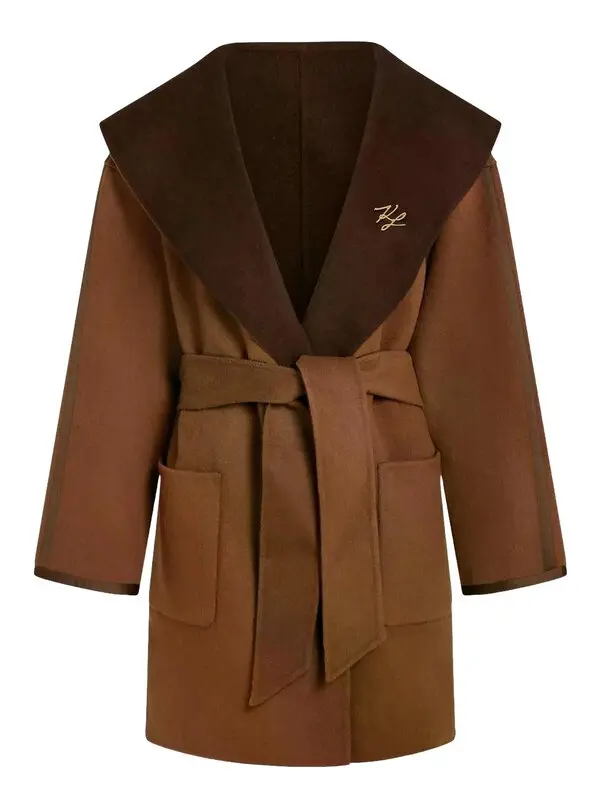 Karl Lagerfeld Reversible Belted Coat - Brown