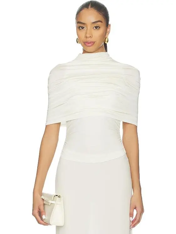 Lapointe Mock Neck Ruched Top In . Also - Cream
