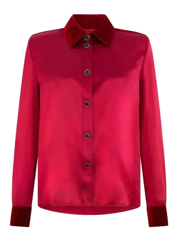 Roberto Cavalli Velvet-insert Silk Shirt - Red