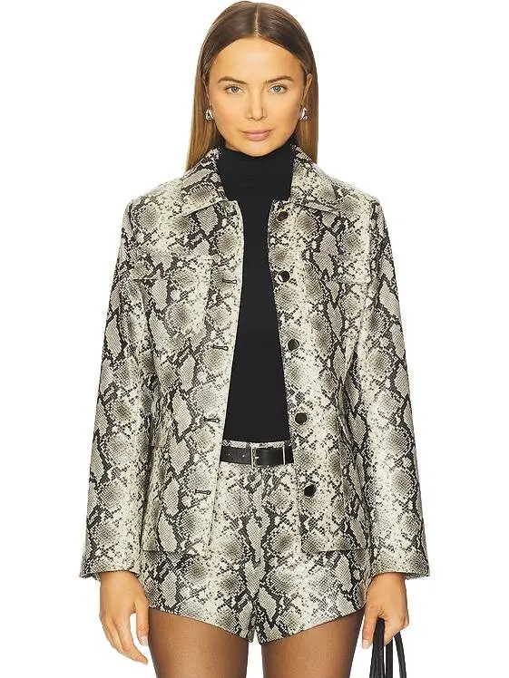 Line & Dot Python Print Jacket - Grey