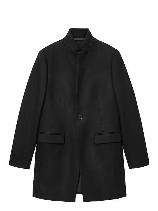 ALLSAINTS Haydon Lapel-collar Wool-blend Coat - Satin Black
