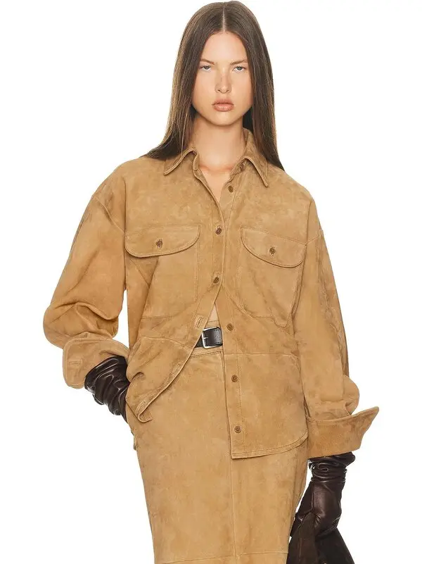 HELSA Suede Overshirt - Caramel