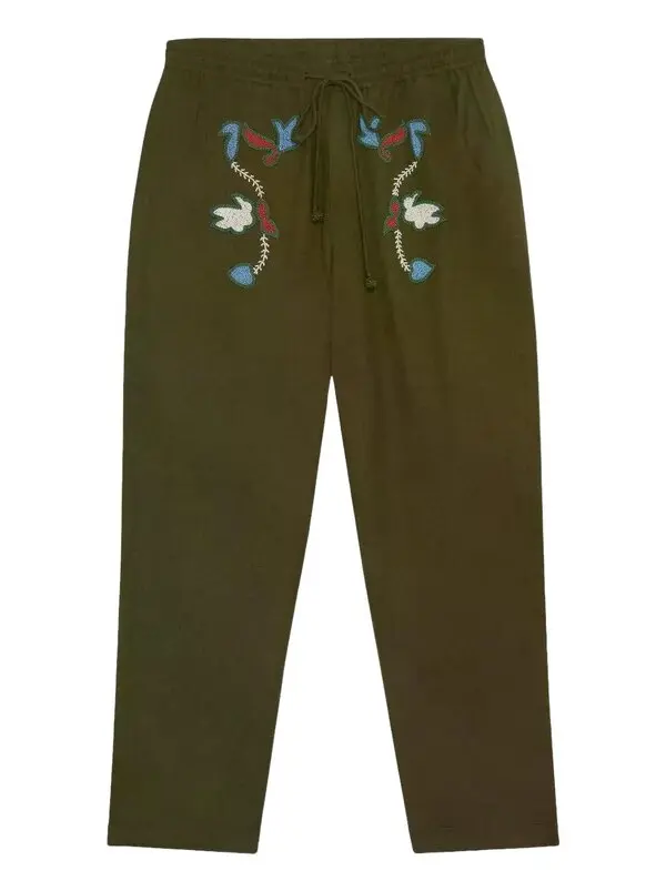 BAZISZT Embroidered Trousers - Green
