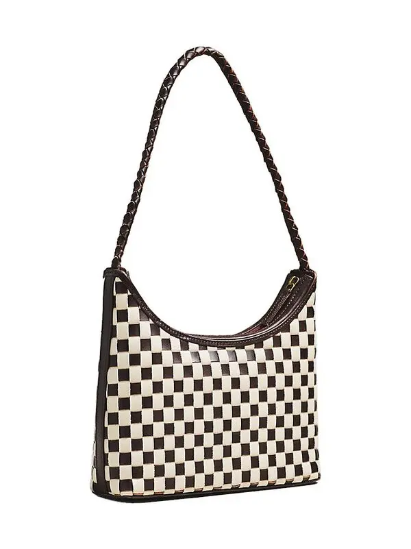 BEMBIEN Marni Small Leather Shoulder Bag - Brown & Cream Check