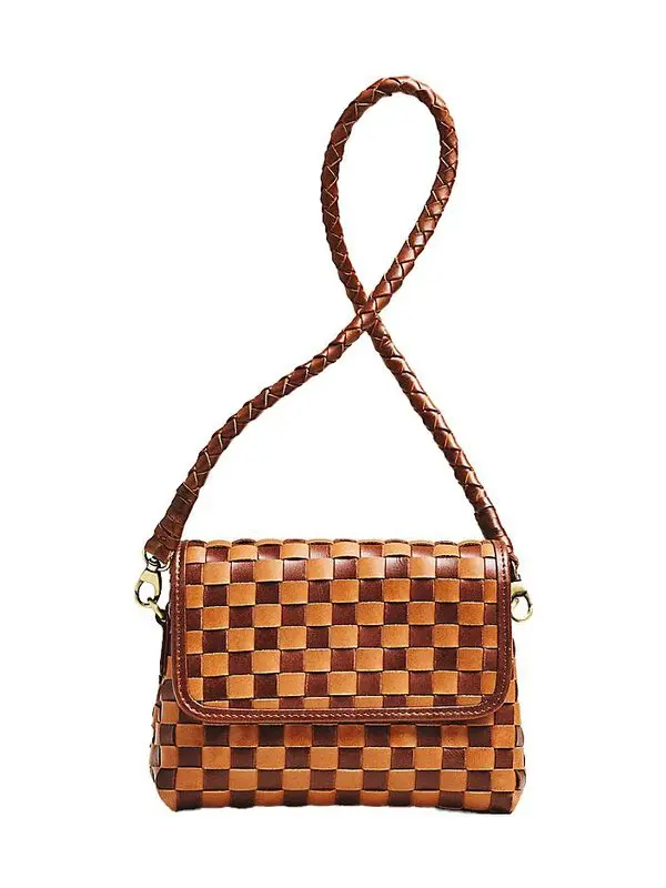 BEMBIEN Mi Madeleine Woven Leather Shoulder Bag - Red Plaid
