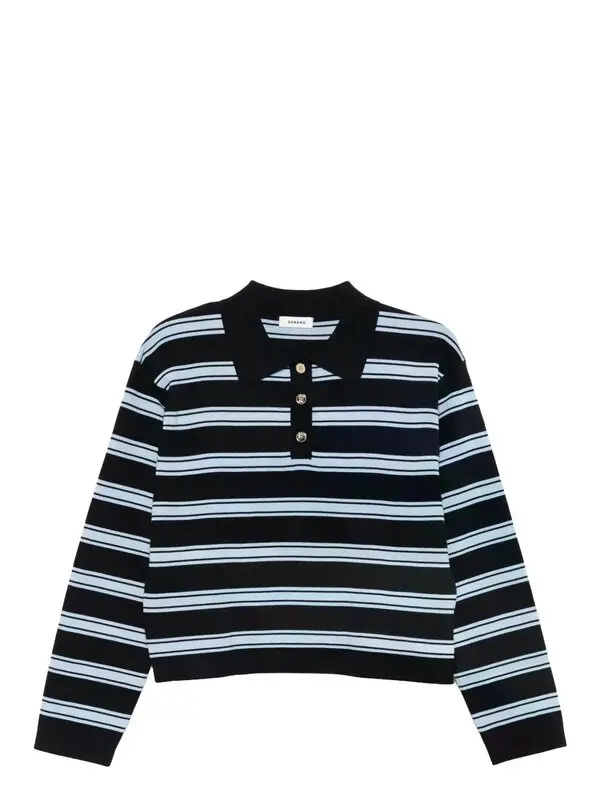 Sandro Striped Polo Top - Blue