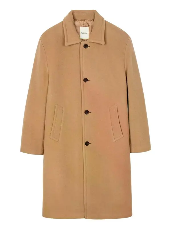 Sandro Buttoned Wool Coat - Brown