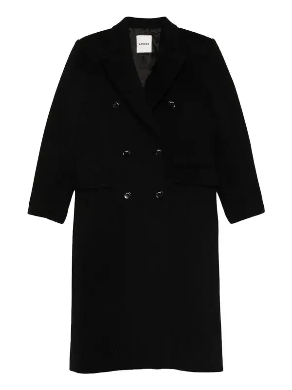 Sandro Wool-blend Double-breasted Coat - Black