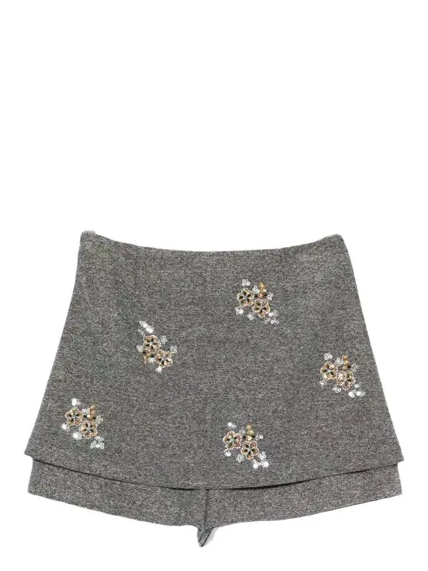 Maje Floral Embellished Layered Skorts - Grey