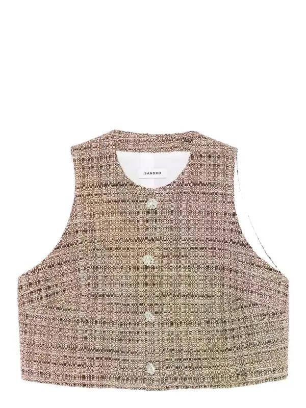 Sandro Tweed Sleeveless Top - Brown