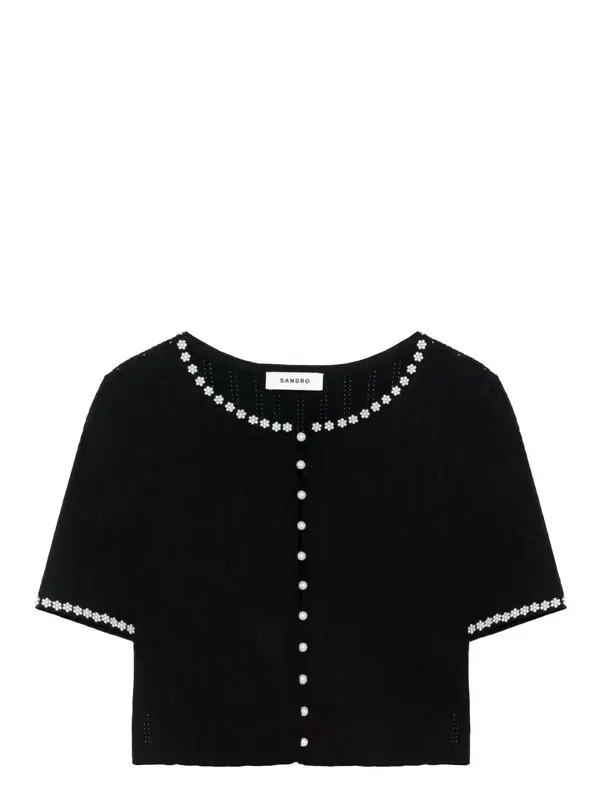 Sandro Cropped Short-sleeve Cardigan - Black