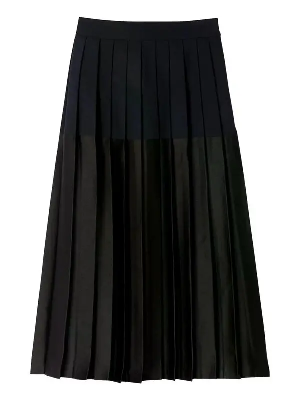 Sandro Pleated Colourblock Midi Skirt - Black