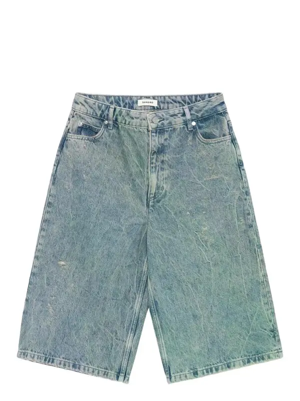 Sandro Acid Wash Denim Shorts - Blue
