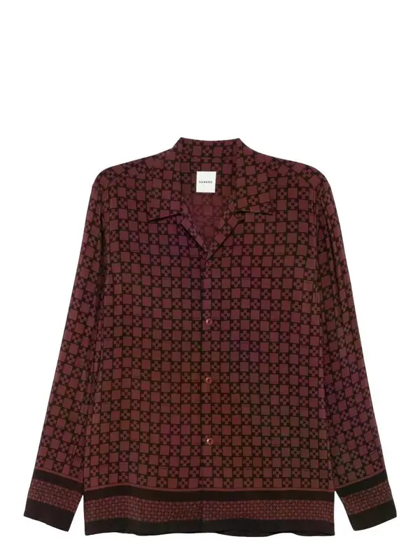 Sandro Square Cross-print Shirt - Brown