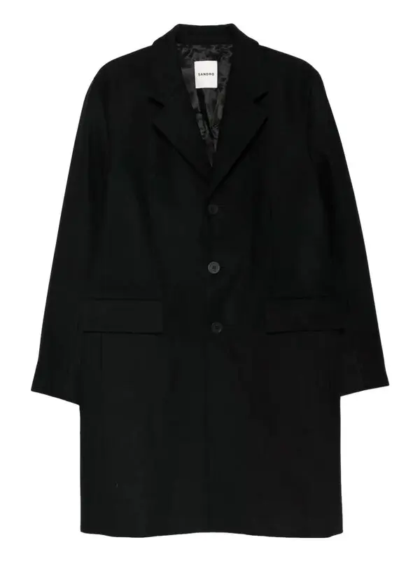 Sandro Notched-lapel Coat - Black