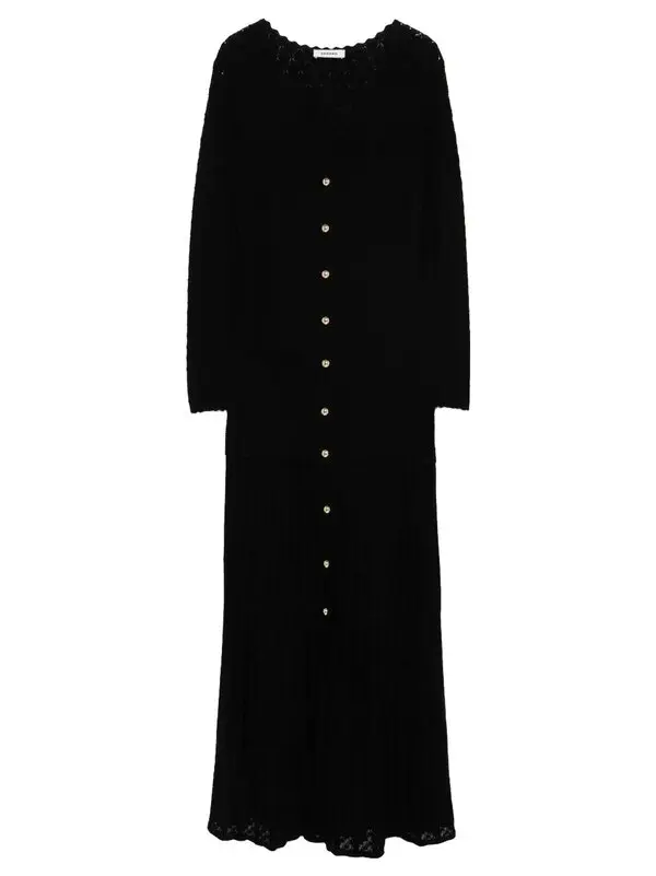 Sandro Knitted Maxi Dress With Abstract Pattern - Black