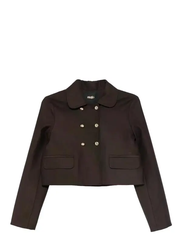 Maje Double-breasted Flap-pocket Jacket - Brown