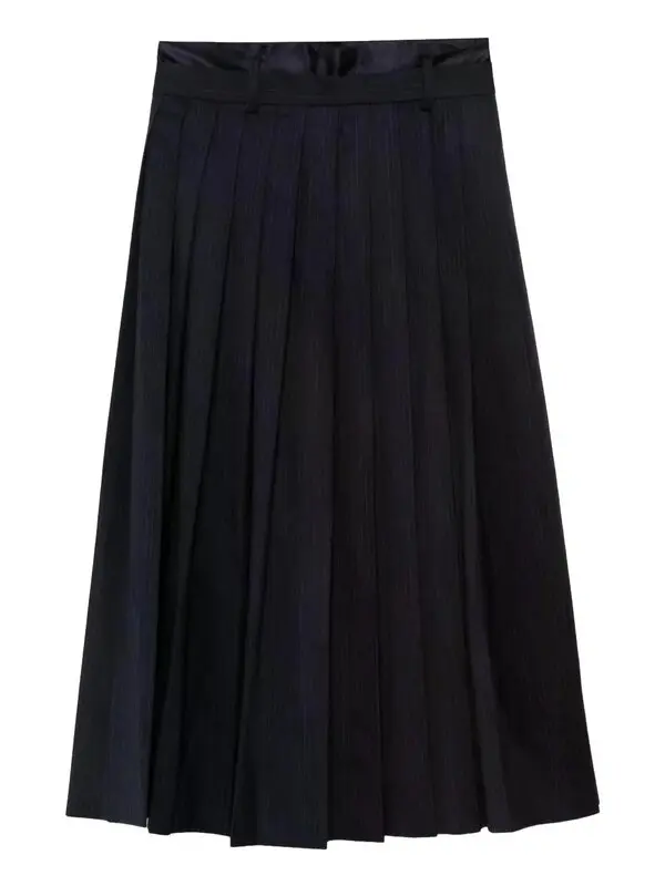 Sandro Pinstripe Pleated Midi Skirt - Blue