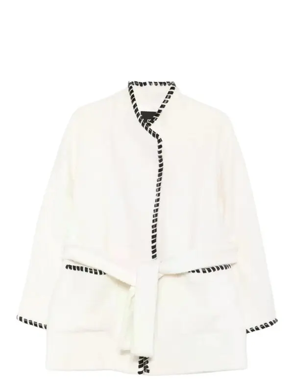 Maje Braided-trim Tied Jacket - White