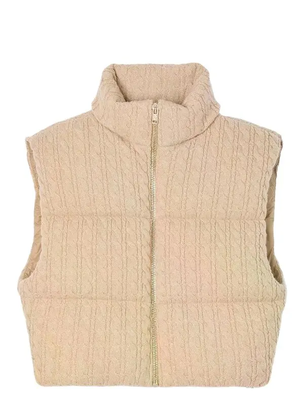 Sandro Cable-knit Quilted Gilet - Neutrals