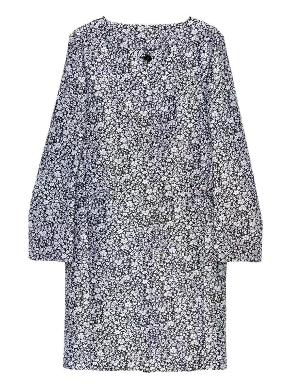 TOTEME Floral Print Collarless Coat - Black