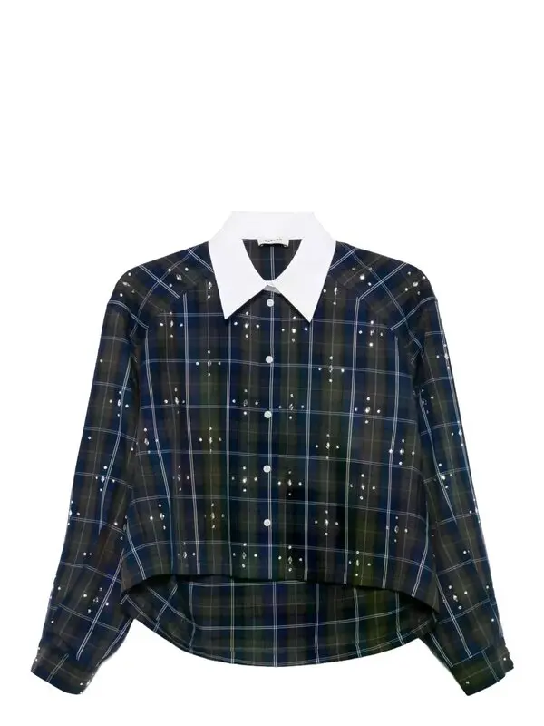 Sandro Checked Cropped Shirt - Blue