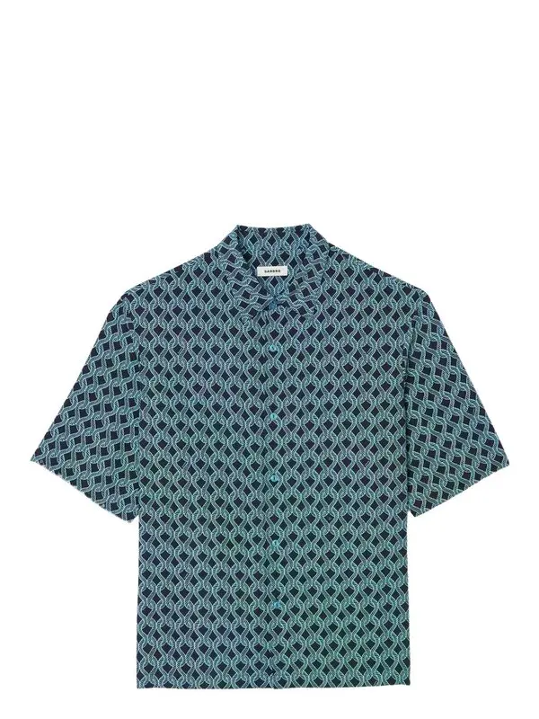 Sandro Graphic-print Short-sleeve Shirt - Blue
