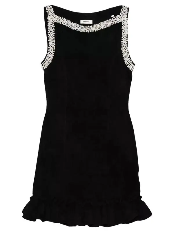 Sandro Faux-pearl Embellished Mini Dress - Black