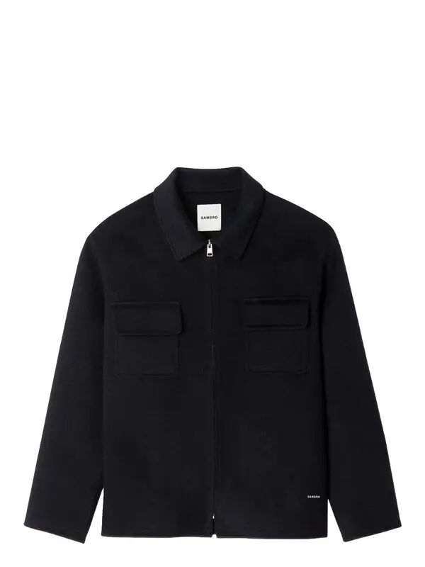 Sandro Wool Blend Shirt Jacket - Blue