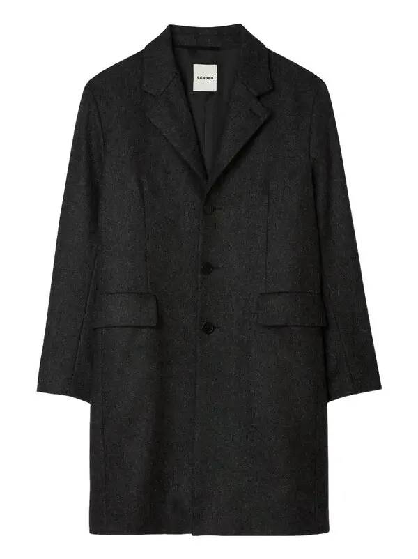 Sandro Wool Broadcloth Coat - Grey