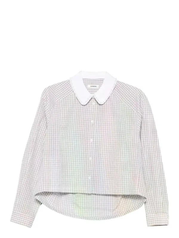 Sandro Checked Peter Pan Collar Shirt - Neutrals