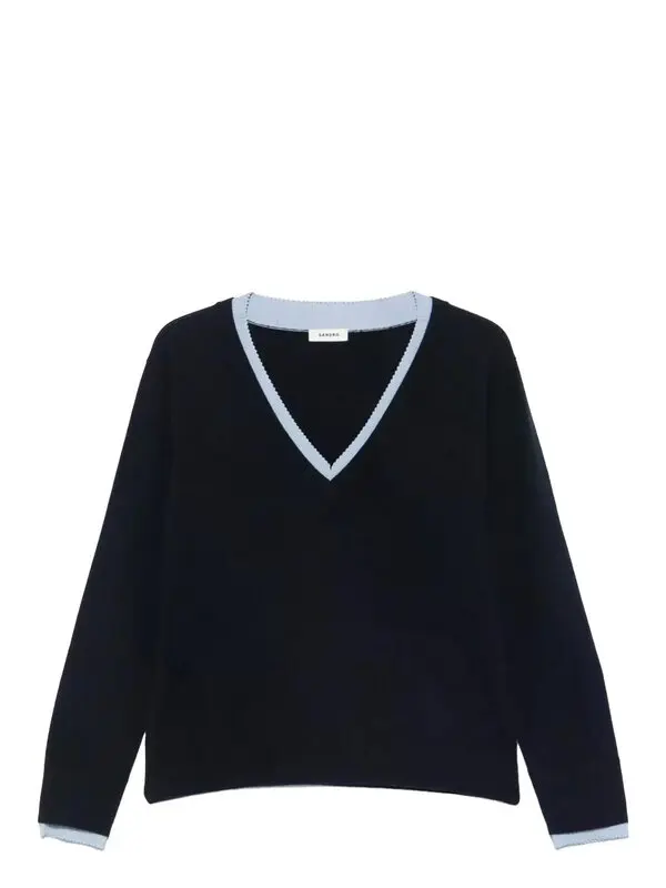 Sandro V-neck Long Sleeve Sweater - Blue