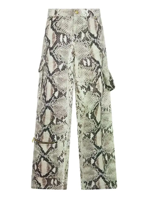 Roberto Cavalli Printed Cargo Pants - White