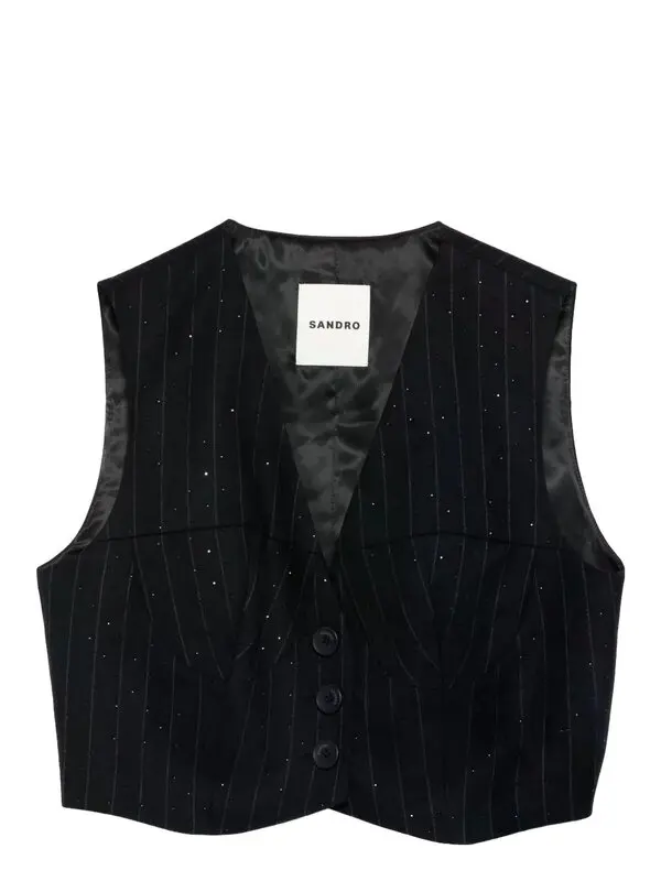 Sandro Pinstriped Vest - Blue