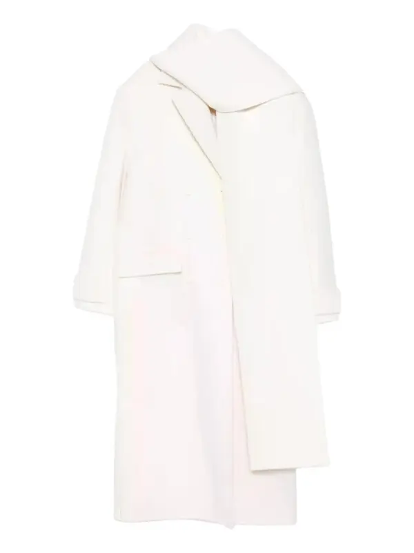 Sandro Wool Double Breasted Coat - Neutrals