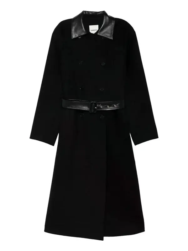 Sandro Double-breasted Coat - Black