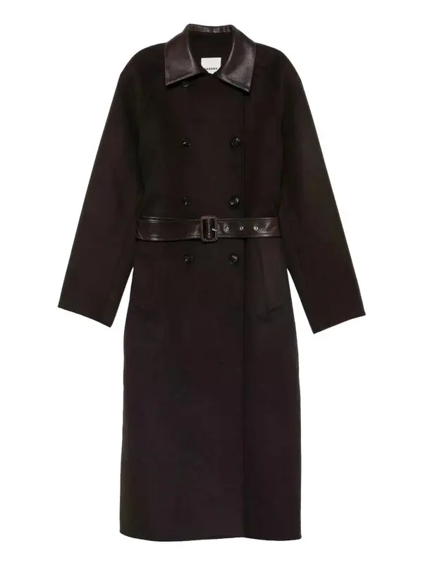 Sandro Belted Double-breasted Coat - Brown
