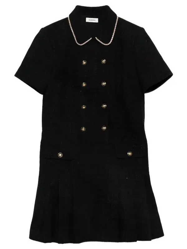 Sandro Button-embellished Mini Dress - Black