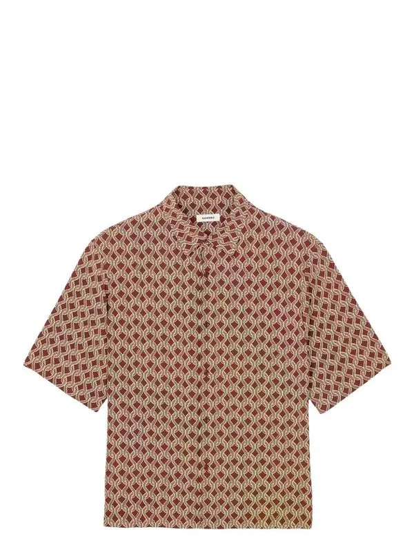 Sandro Graphic-print Short-sleeve Shirt - Brown