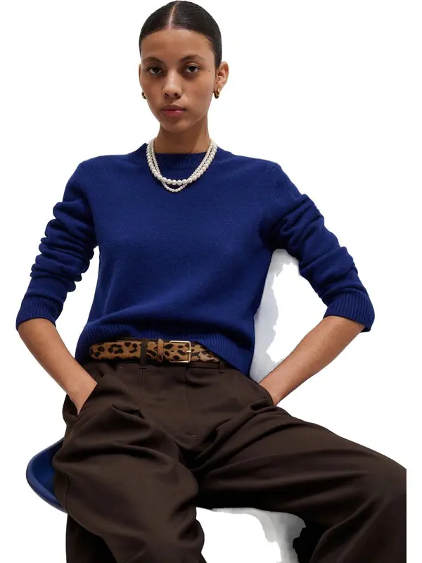 ME+EM Relaxed Crop Crewneck Sweater - Jewel Blue