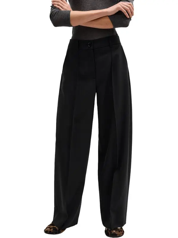 ME+EM Pintuck Tapered Trouser - Black