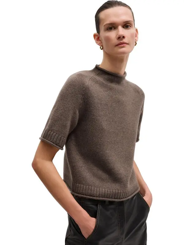 ME+EM Cashmere Knit Tee - Pebble Brown