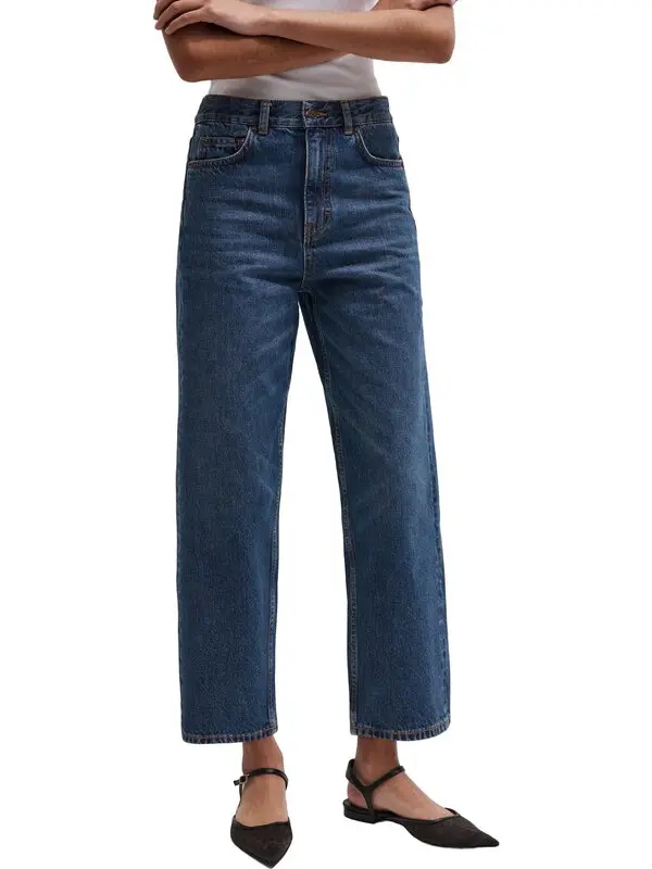 ME+EM Relaxed Straight Cropped Jeans - Dark Blue
